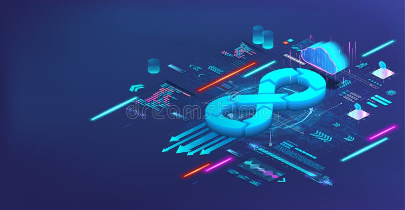 Web Banner DevOps Processing Concept Stock Vector - Illustration of ...