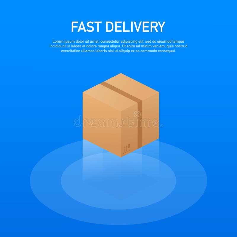 Web Banner for Fast Delivery Box and E-Commerce. Flat Elements Isolated ...