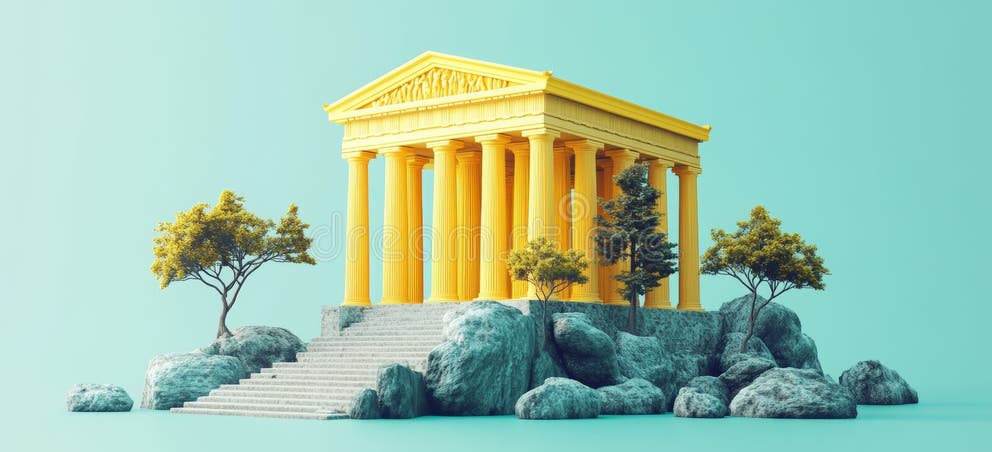 A Web Banner Featuring a 3D Rendering of the Acropolis in Athens ...