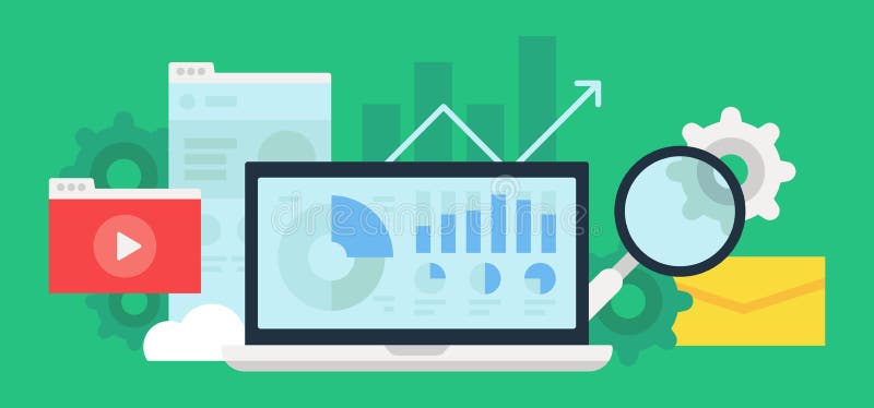 Analytics Tools and Digital Content. Stock Illustration - Illustration ...