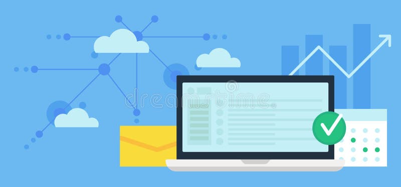 Laptop, Work Processes and Connections. Stock Illustration ...