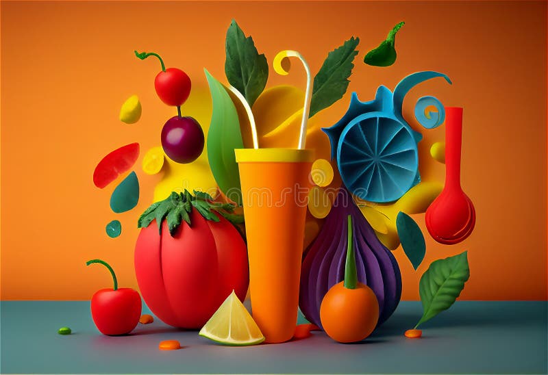 Web Banner Fruit and Vegetable Still Life Stock Illustration ...