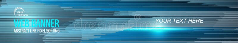 Web Banner Geometry Line Design. Pixel Sorting Style in Blue Color ...