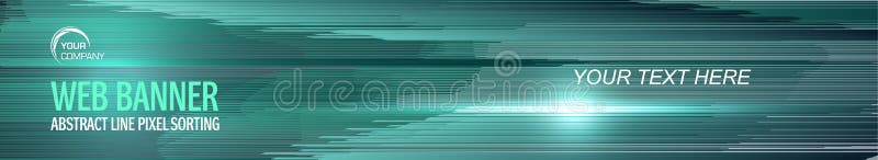 Web Banner Geometry Line Design. Pixel Sorting Style in Cyan Color ...