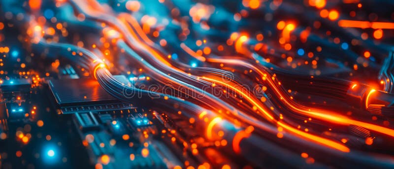 Web Banner of Glowing Data Cables Transferring Information Inside ...