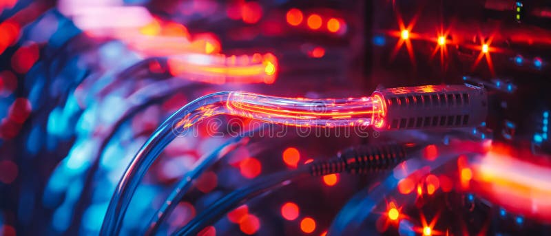 Web Banner of Glowing Data Cables Transferring Information Inside ...