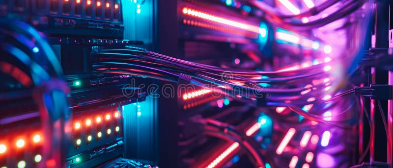 Web Banner of Glowing Data Cables Transferring Information Inside ...