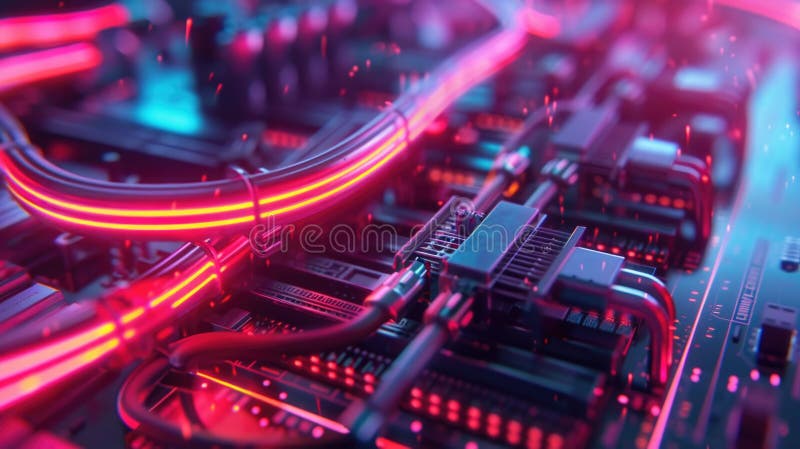Web Banner of Glowing Data Cables Transferring Information Inside ...