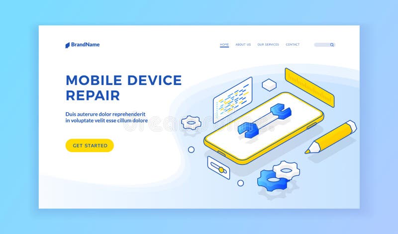 Web Banner for Mobile Device Repair Service Stock Vector - Illustration ...