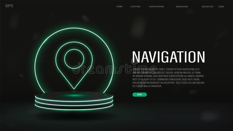A Web Banner with a Navigator Pin on the Podium with a Neon Frame in ...