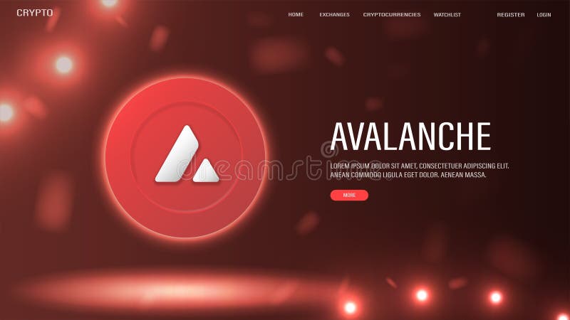 A Web Banner with a Neon Logo of the Avalanche (AVAX) Cryptocurrency ...