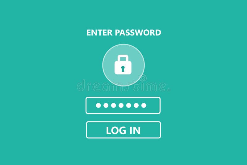 Web Banner, Password Login on Green Background, Cyber Security Concept ...