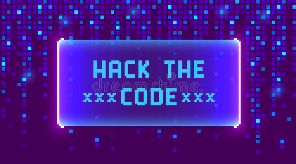 Web Banner with Phrase Hack the Code. Concept of Cyber Attack, System ...