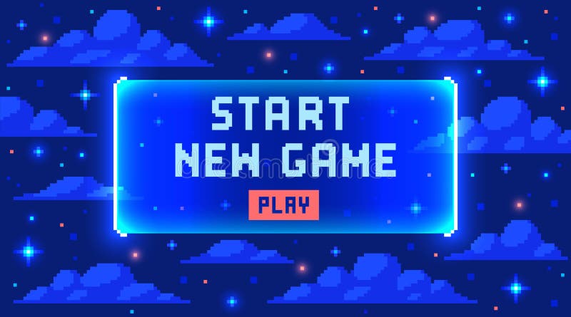 Start Game Web Page Banner in Pixel Art Style Stock Vector ...