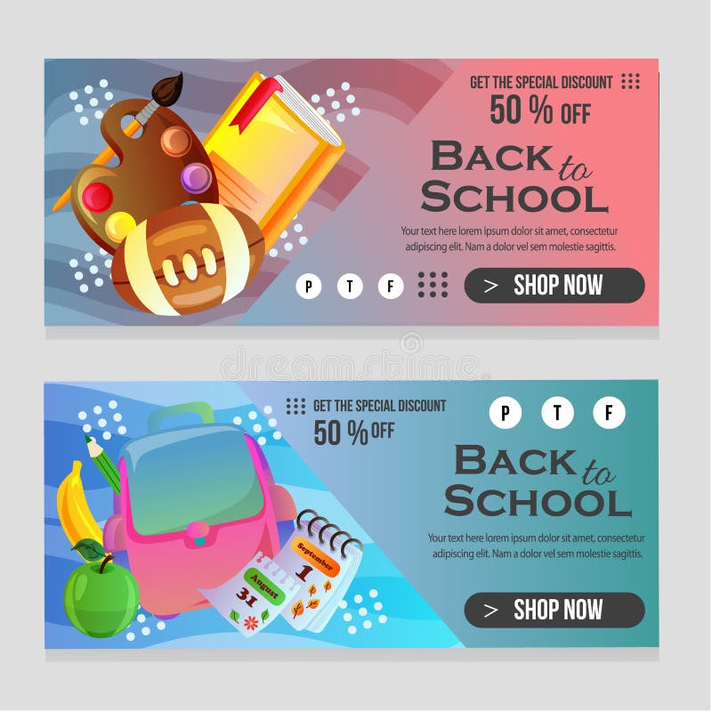 Web Banner School Template with School Objects Stock Vector ...