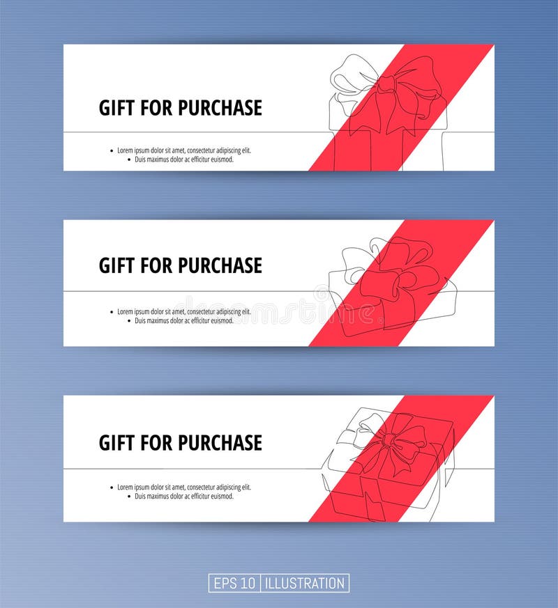 Set of Banners. Continuous Line Drawing of Gift Boxes. Editable Masks ...