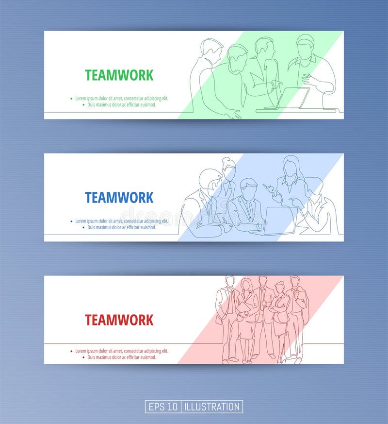 Set of Banners. Continuous Line Drawing of Business Brief, Presentation ...