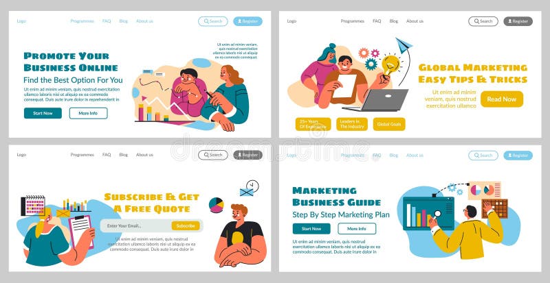 Web Banner Set with Business Marketing Service Stock Vector ...