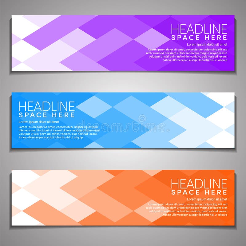 Web Banner Set Colorful Mosaic Covers Design Minimal Geometric Pattern ...