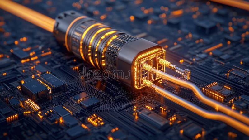 Glowing Data Cables Transferring Information Inside Computer Server ...