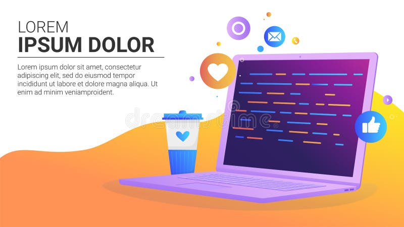 Web Banner Template Business Laptop Message Work Programming Stock ...