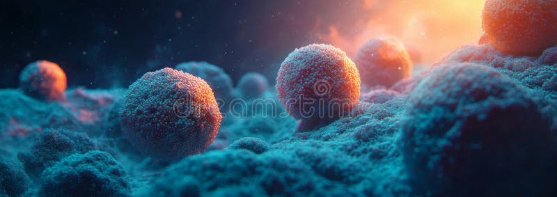Web Banner Template for the Future, Featuring a Glowing Low Poly Virus ...