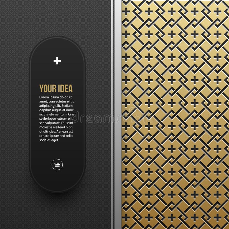 Web Banner Template on Golden Metallic Background with Seamless Pattern ...