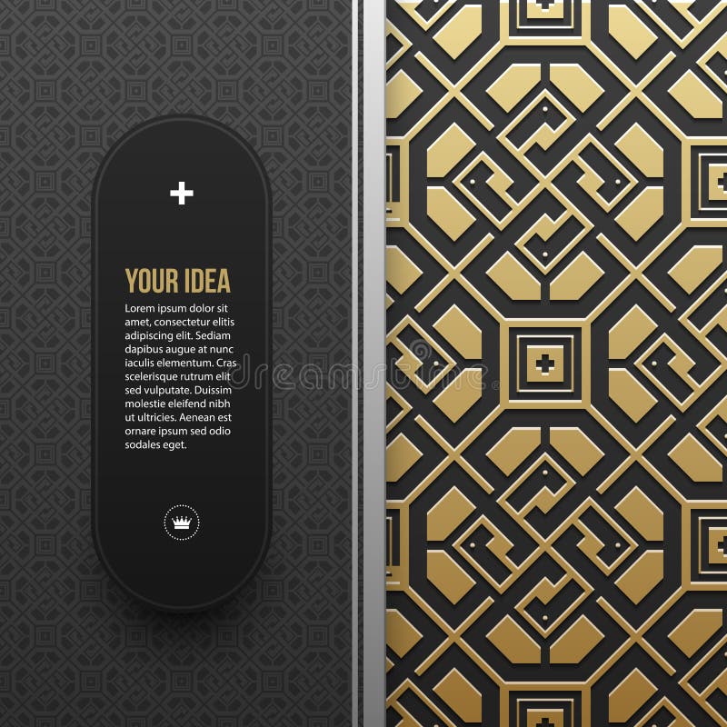 Web Banner Template on Golden Metallic Background with Seamless Pattern ...