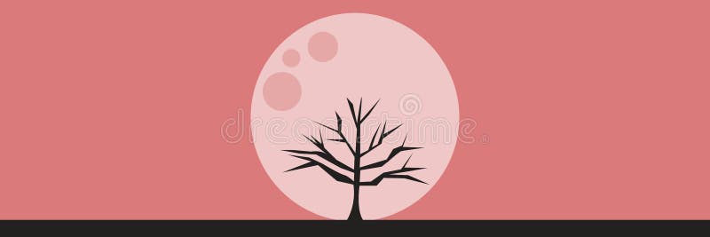 Web Banner Template with Dead Tree Silhouette Vector Illustration Stock ...