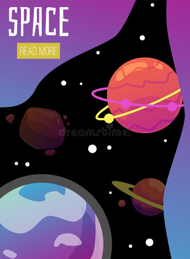 Web Banner Template on Space Topic with Gradients Flat Vector ...
