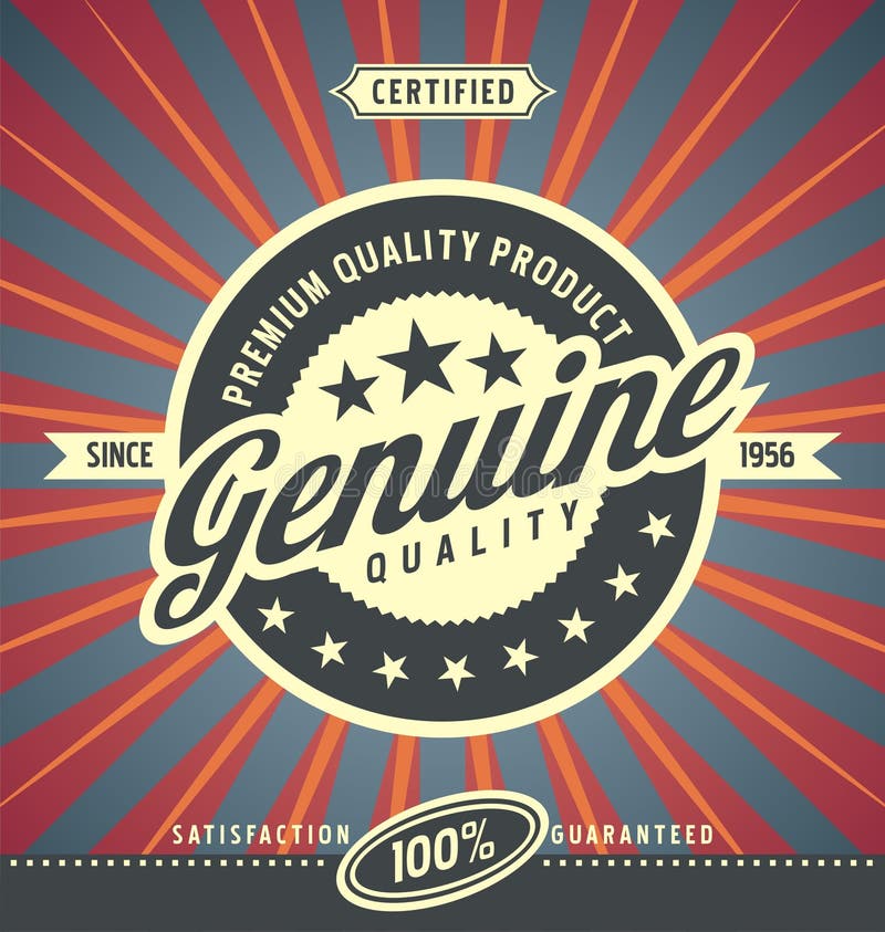 Genuine Product Golden Retro Label, Vector Illustration Stock Vector ...