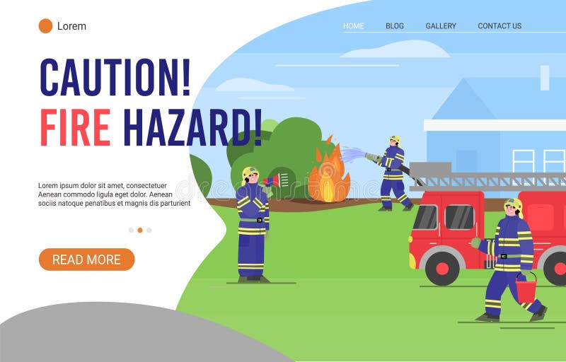 Fire Fighting and Safety Banner Set with Cartoon Firefighters Stock ...