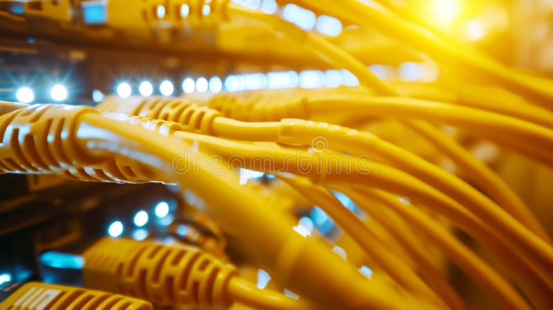 Web Banner of Yellow Data Cables Stock Image - Image of circuit, center ...