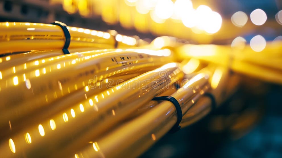 Web Banner of Yellow Data Cables Stock Image - Image of communication ...