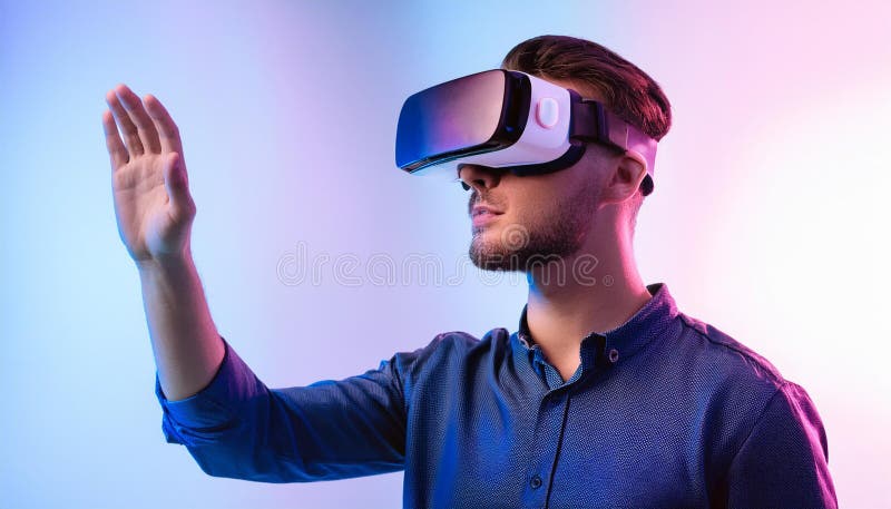A Person is Using a Virtual Reality Headset Stock Illustration ...