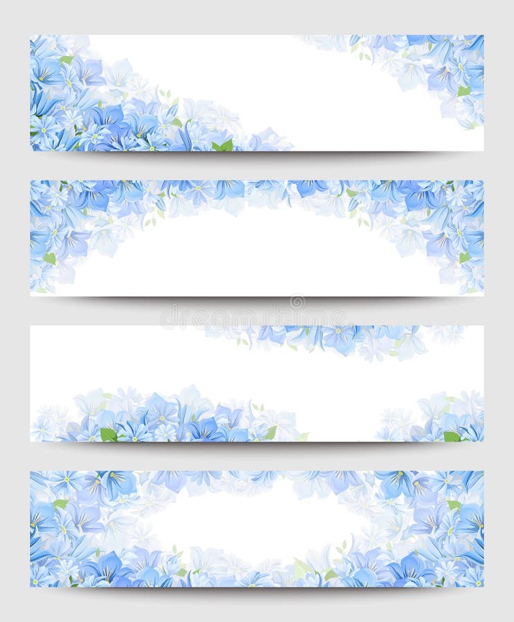 Web Banners with Blue Flowers. Vector Eps-10. Stock Vector ...