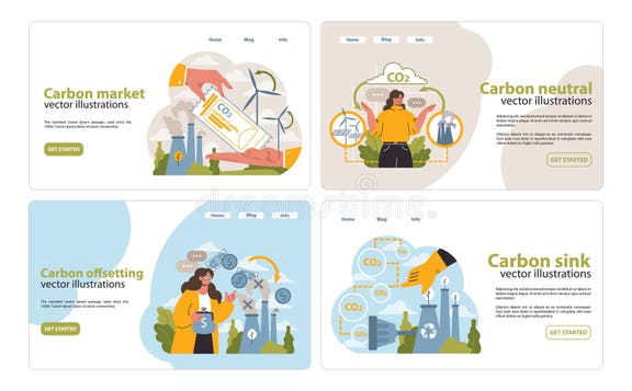 Web Banners on Climate Solutions Web or Landing Set. Hand Showcases ...