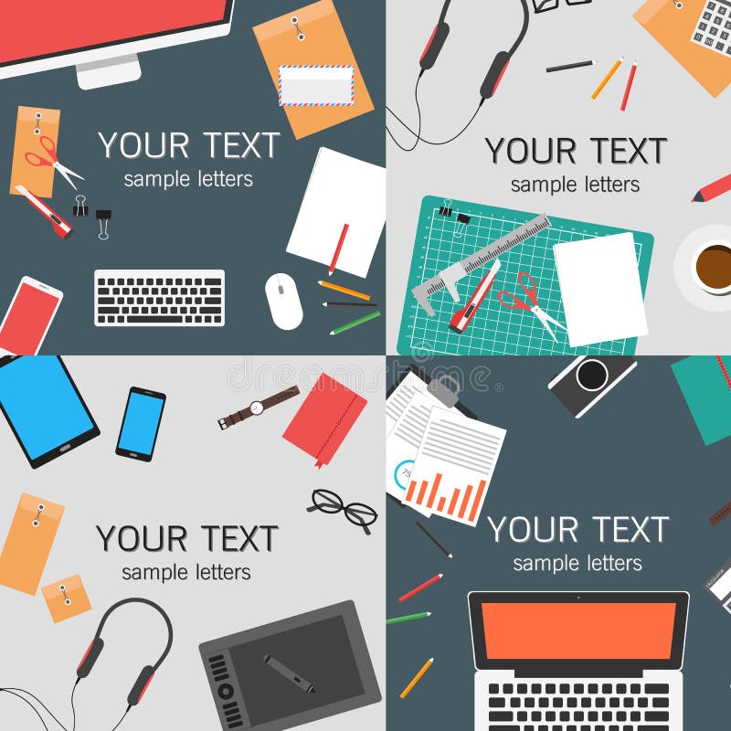 Web Banners and Promotional Materials in Flat Design, Mock Up Te Stock ...