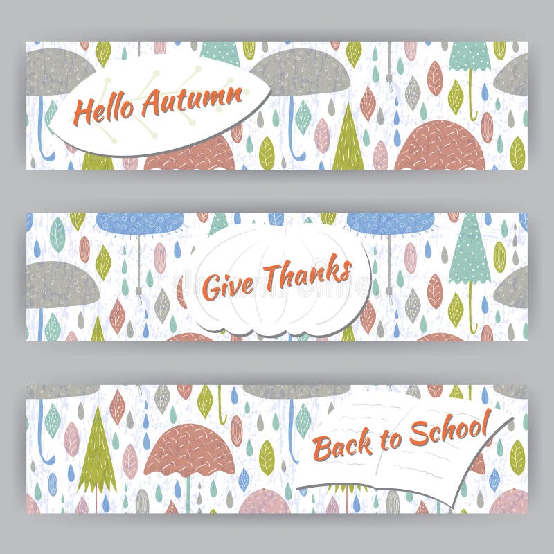 Web Banners Rainy Pattern stock vector. Illustration of autumn - 58520425
