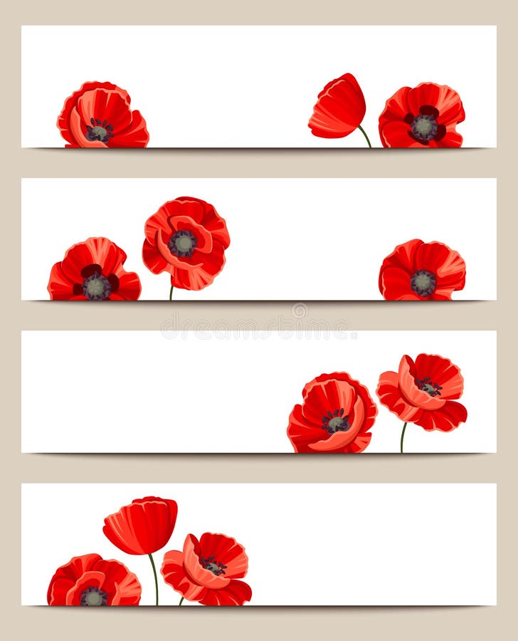 Web Banners with Red Poppies. Vector Eps-10. Stock Vector ...