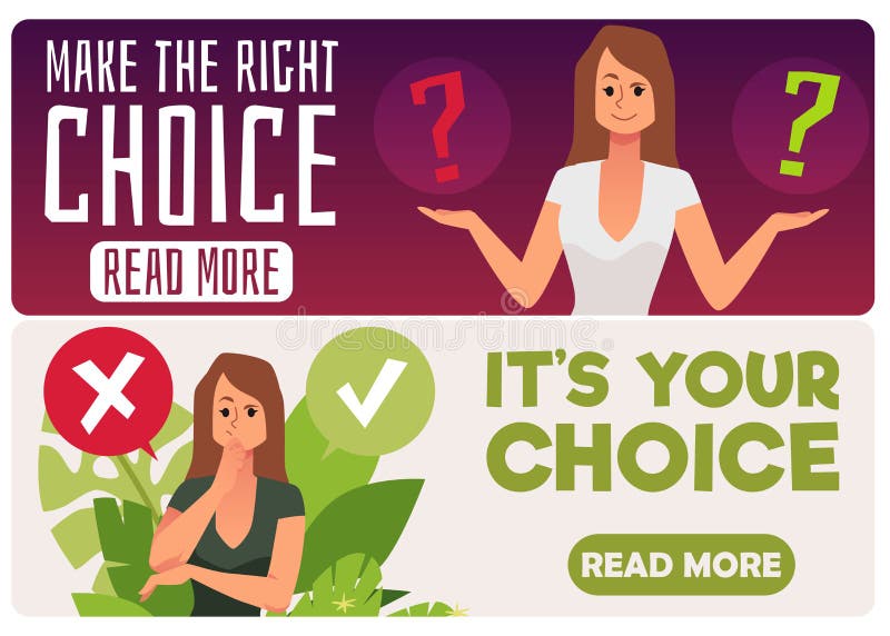 Web Banners Set with Concepts of Choice and Decision Making Process ...