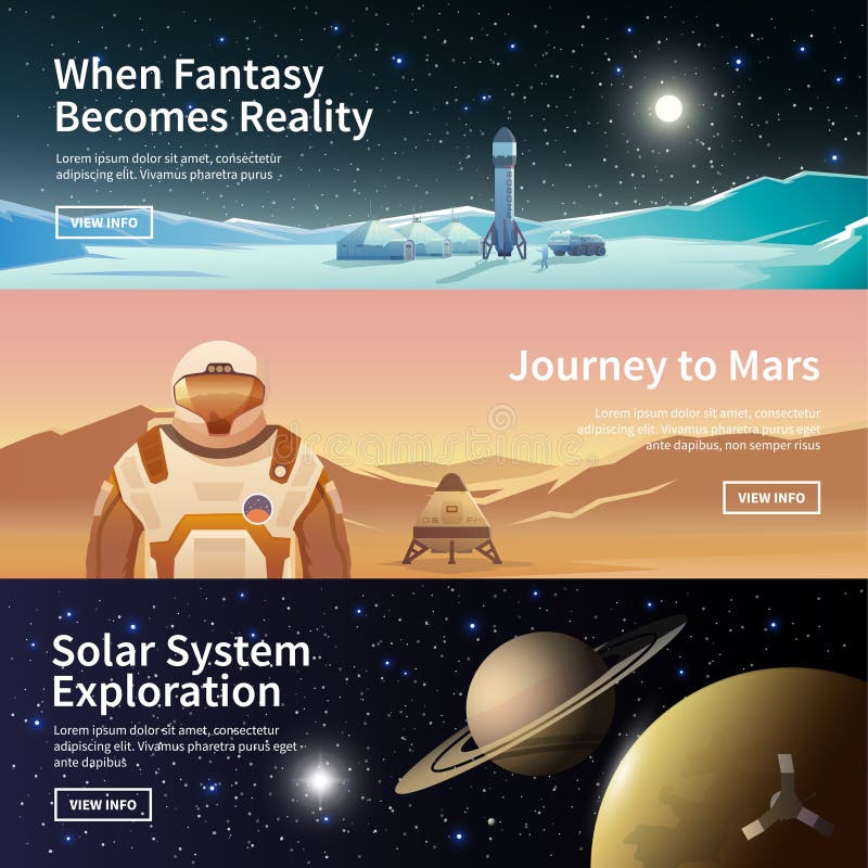 Web Banners on the Theme of Astronomy Stock Vector - Illustration of ...