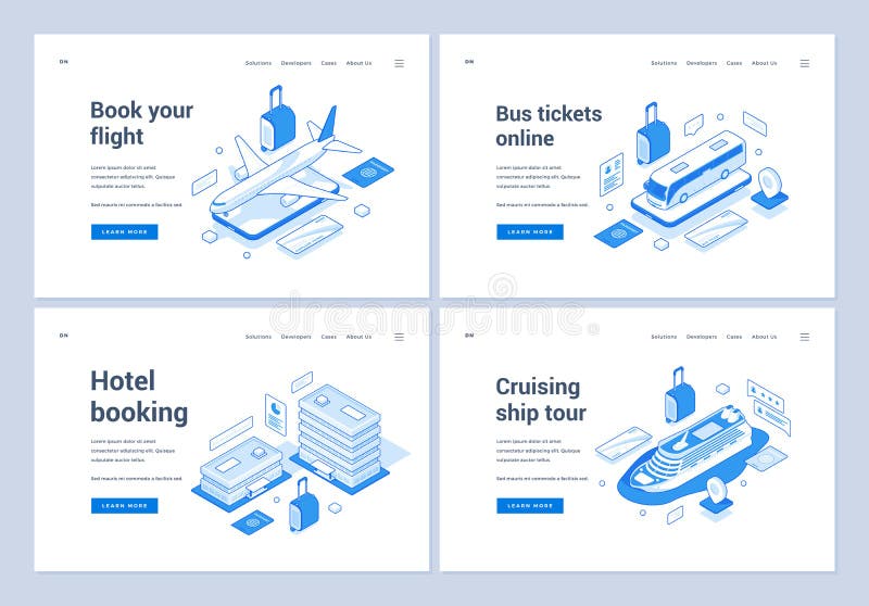 Web Banners of Various Contemporary Booking Service Stock Vector ...