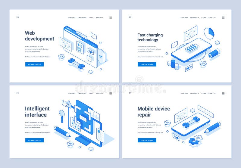 Web Banners for Various Modern Technology Services Stock Vector ...