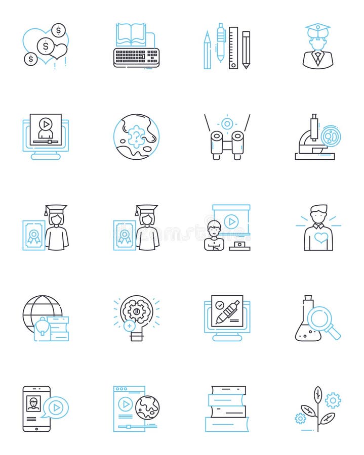 Web-based Learning Linear Icons Set. E-Learning, Podcasting, Online ...