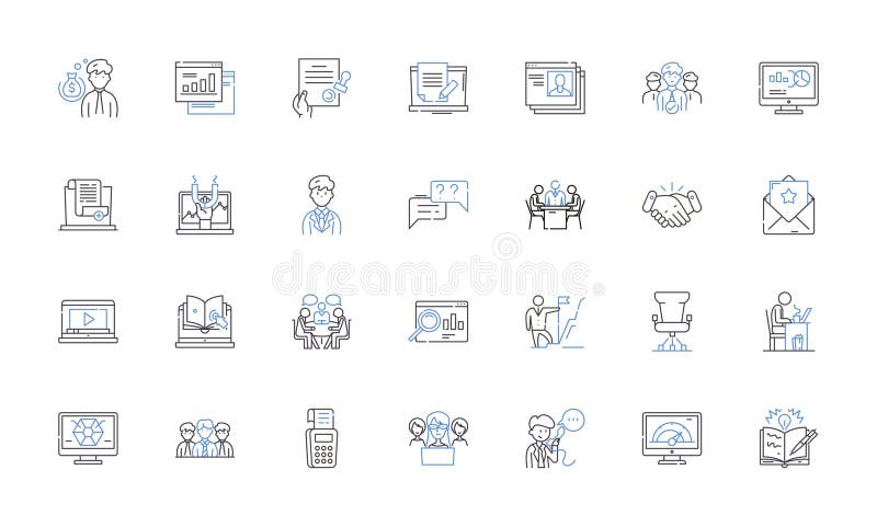 Web-based Workforce Line Icons Collection. Telecommuting, Remote ...