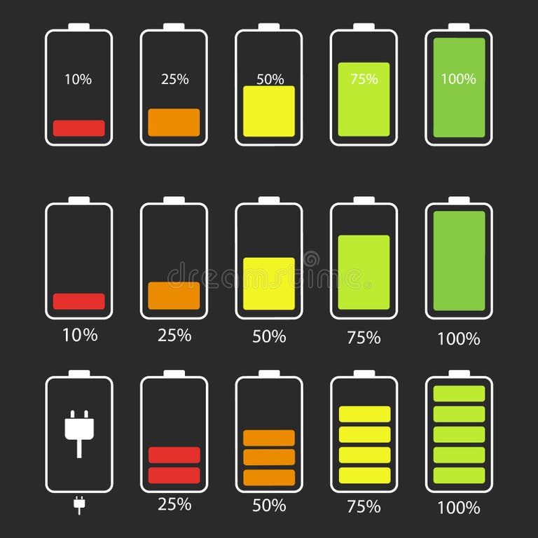 Power Level Icon on the Smartphone Battery Stock Vector - Illustration ...