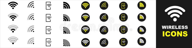 Big Set Wireless and Wifi Icons. Best Collection Stock Illustration ...