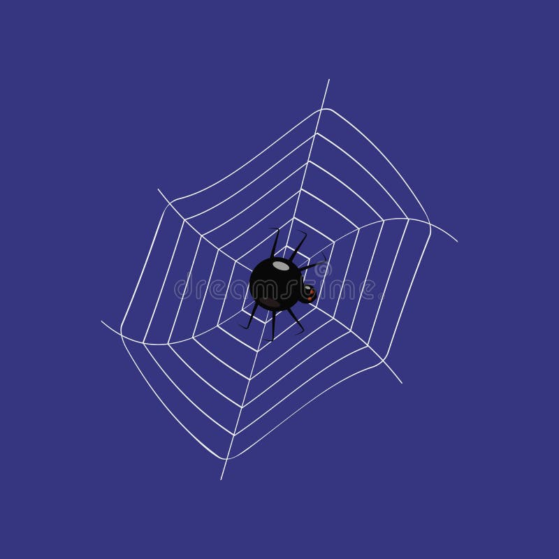 A Web with a Scary Black Spider Stock Vector - Illustration of element ...