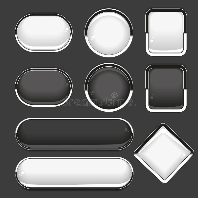 Web Black and White Buttons Stock Vector - Illustration of button ...